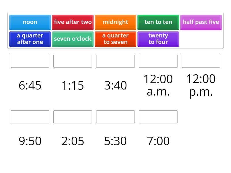 telling time - Match up