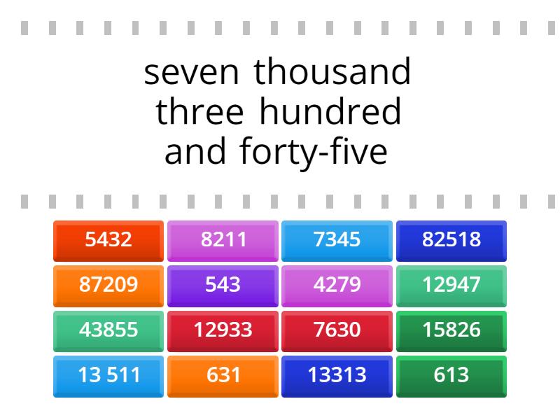 Hundreds and thousands - Find the match