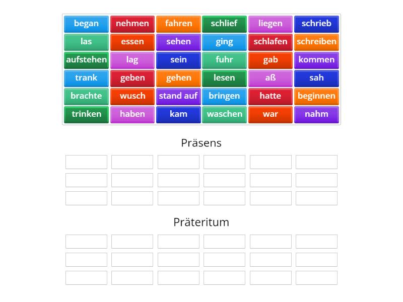 Präsens-Präteritum Verben - Group sort