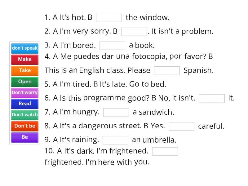 Week 2 Class 2 (Unit 2C): Grammar Imperatives - Complete the sentence