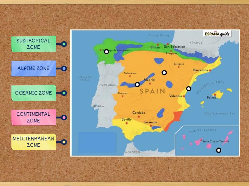 SPAIN'S CLIMATE ZONES - Labelled diagram