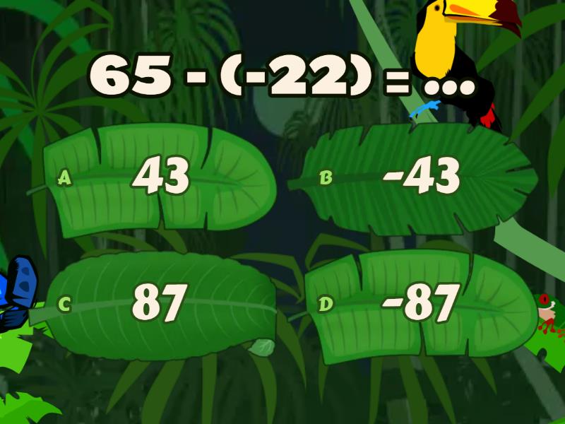 Pengurangan Bilangan Bulat Positif dan Negatif - Quiz