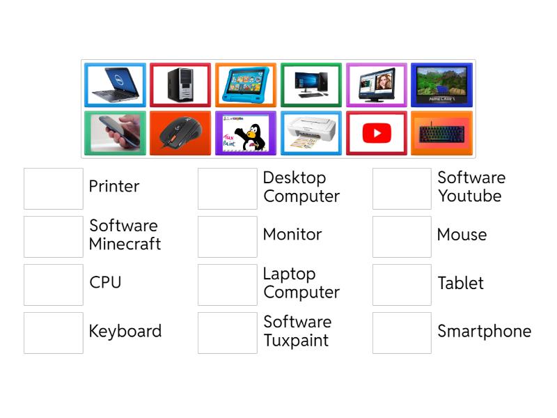 Computer Types + Hardware + Software - Match up