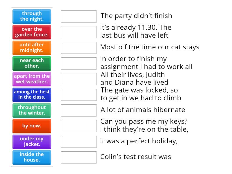 Prepositions p2 - Match up
