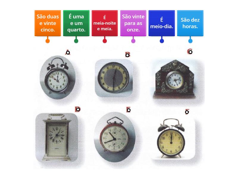 Dizer as horas - Labelled diagram