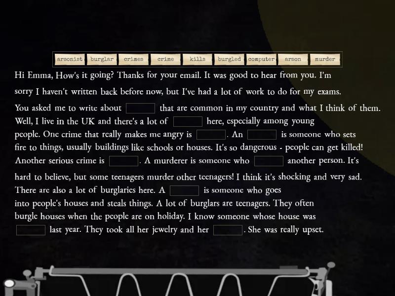 FO3 U8.1 vocabulary (crime) - Complete the sentence