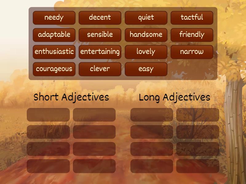 Short & Long Adjectives - Group sort