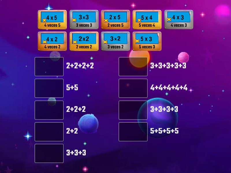 ¿MULTIPLICACIÓN O SUMA REPETIDA? - Une las parejas