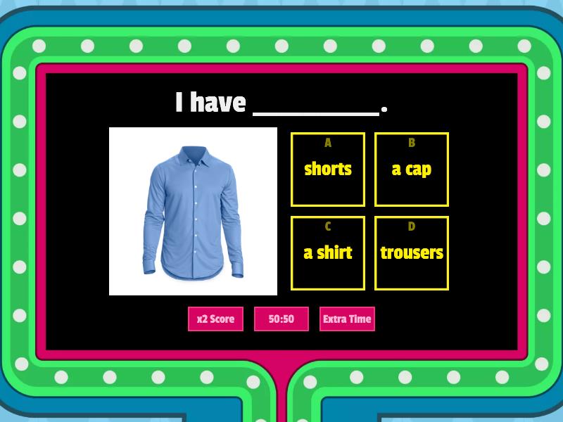 Ready 1B Unit 5- clothes and colours - Gameshow quiz