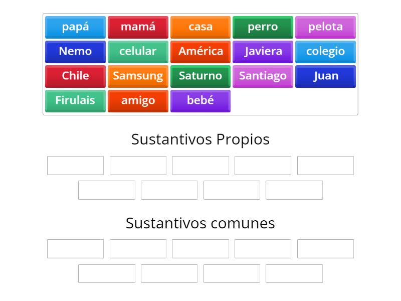 Sustantivos propios y comunes - Group sort