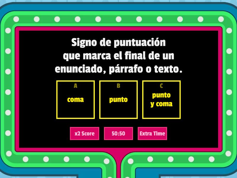 Repaso uso del punto y uso de la coma - Gameshow quiz