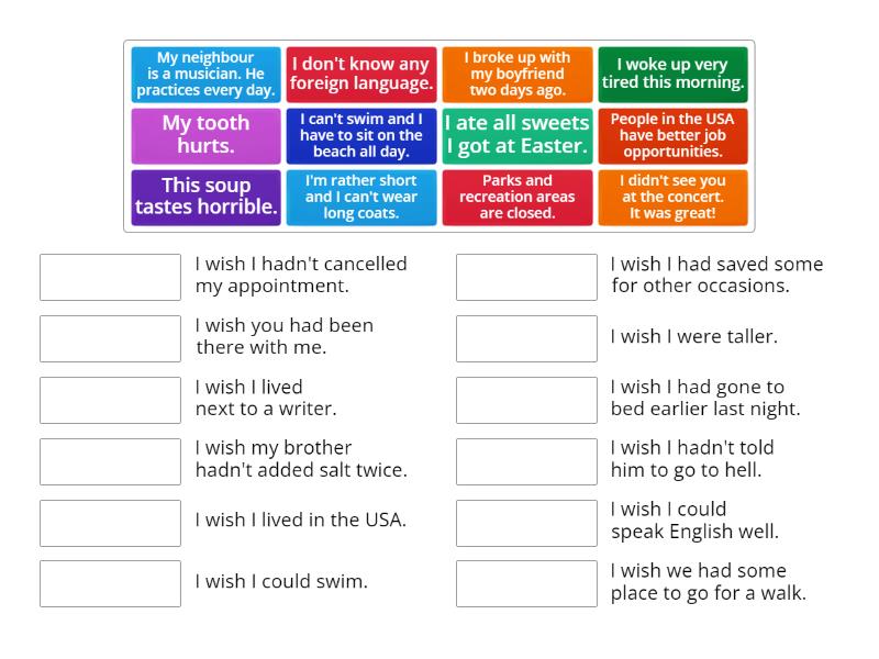 Wishes - subjunctive mood - Match up