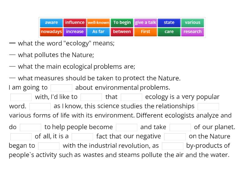 Ecology/ environment OGE - Complete the sentence
