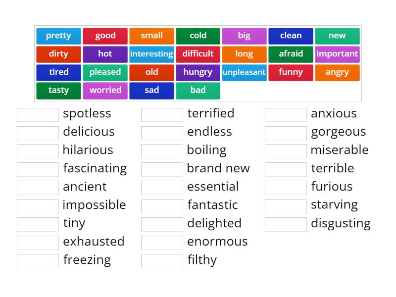 Gradable-extreme adjectives - Match up