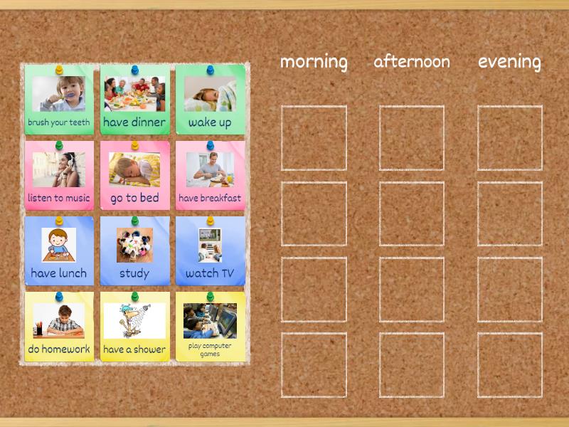 Daily routines matching Grade 2 - Group sort