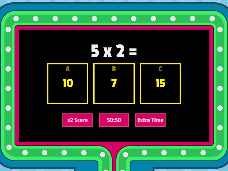 Times tables- x2, x3, x4, x5, x6, x10, x11 - Gameshow quiz