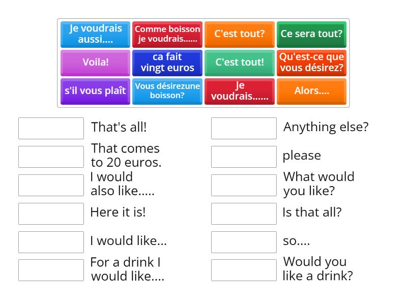 Basic restaurant conversations - Match up