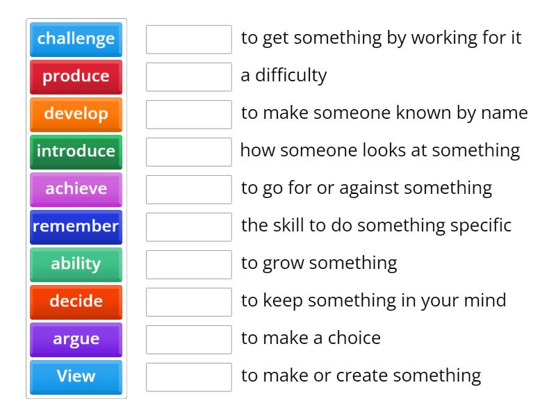 Chapter 3, CB Vocabulary - Match up