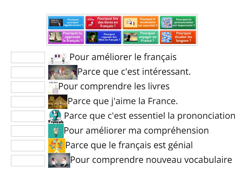 Pourquoi / parce que / Pour - Une las parejas