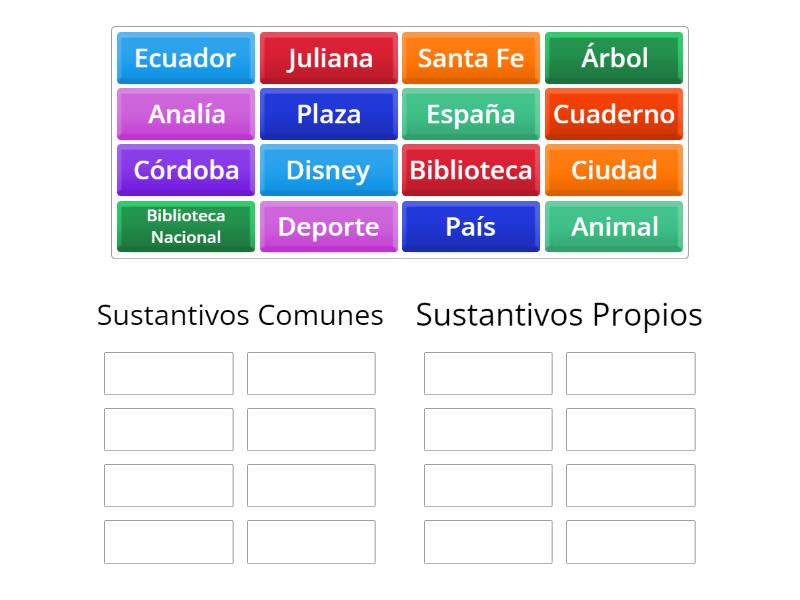 Sustantivos comunes y Sustantivos propios - Group sort