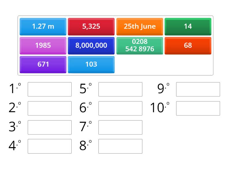 UNDERSTANDING NUMBERS - BC - Rank order