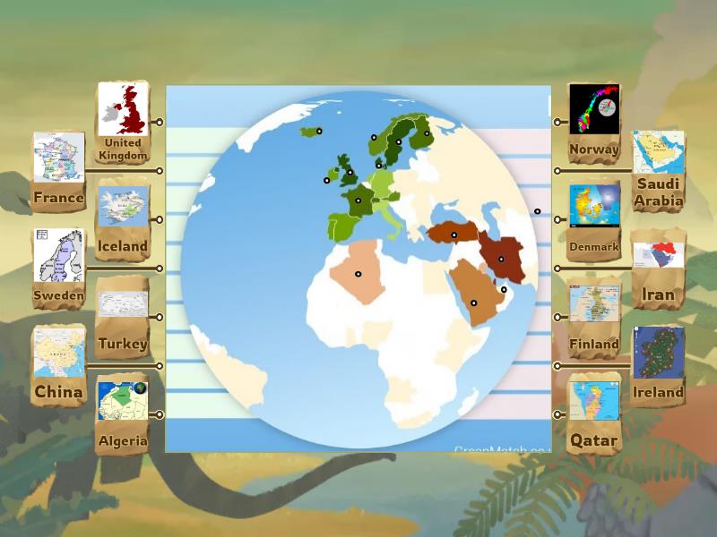 Green countries - Labelled diagram