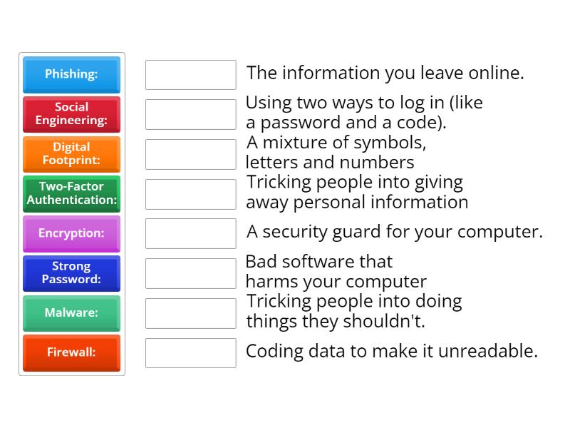 Online Safety - Match up
