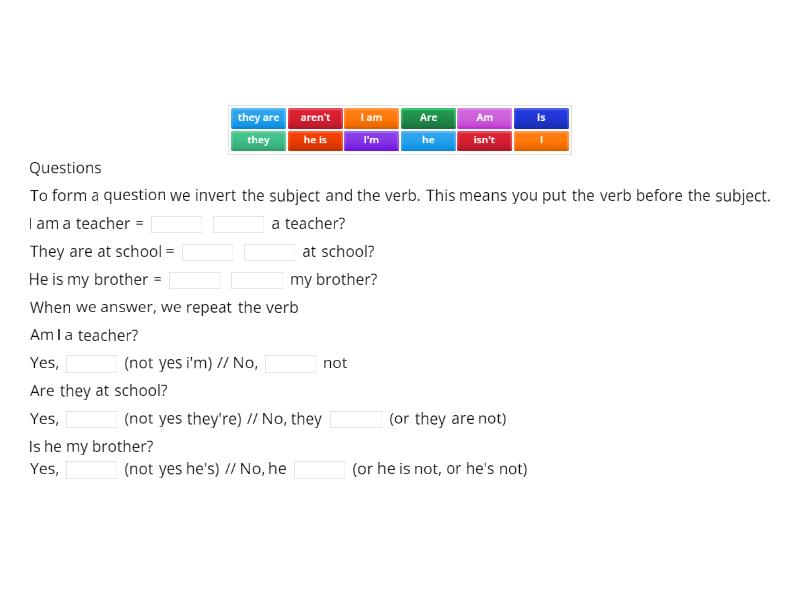 Verb to be am/is/are questions - Complete the sentence