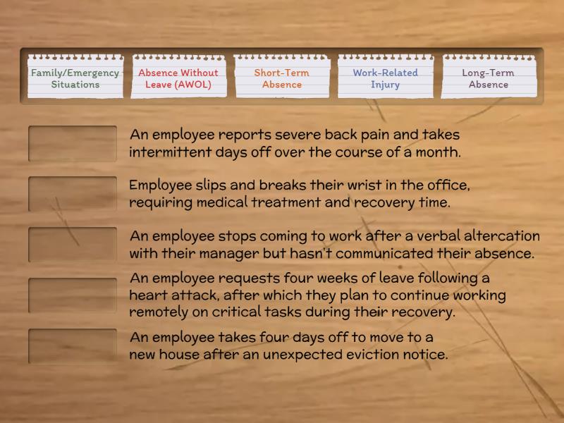 Types of Absence - Match up