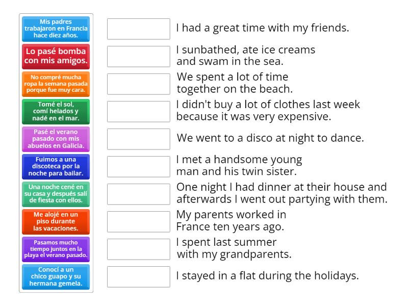 El verano pasado Que Pasa 2 Unidad siete - Match up