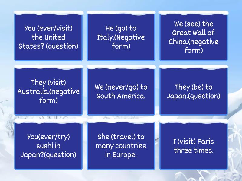 Present perfect travel - Flip tiles