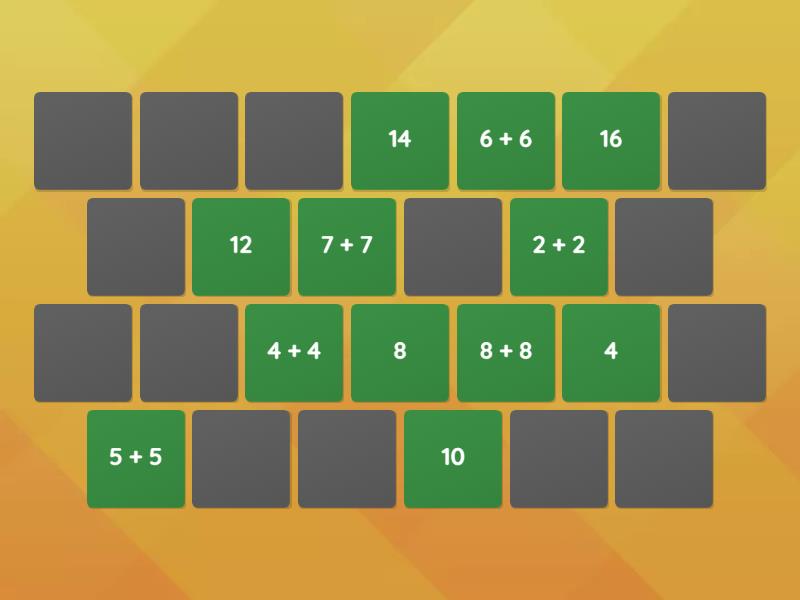 Adding Doubles Matching Game - Matching pairs