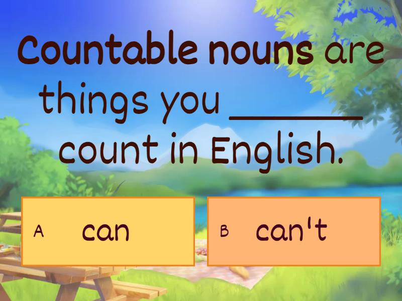 Countable and uncountable nouns rules. - Quiz