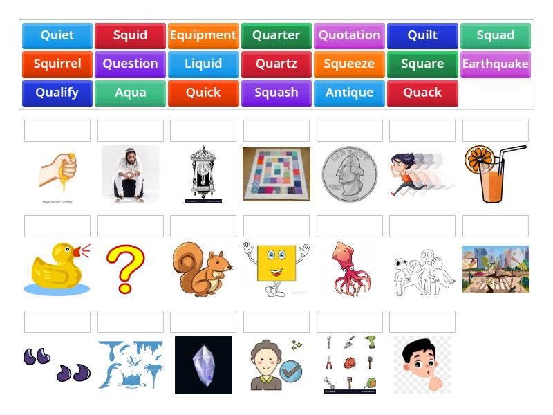 qu consonant cluster word match - Match up