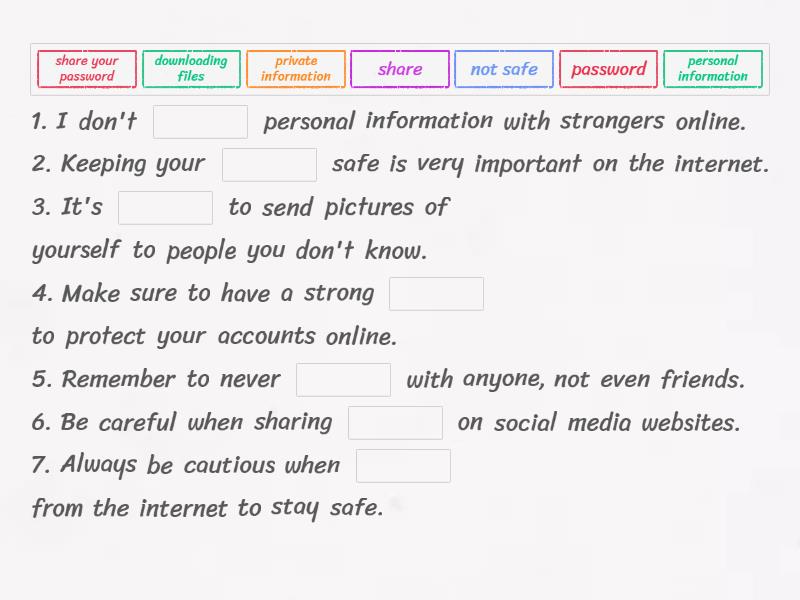 Online safety - Complete the sentence