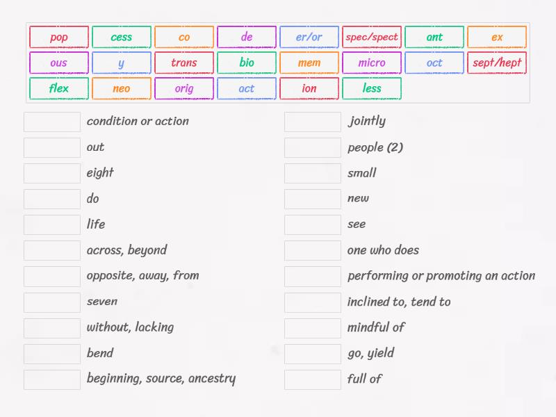 Grade 6 Word Study Lists 1-16 PART 3 - Match up