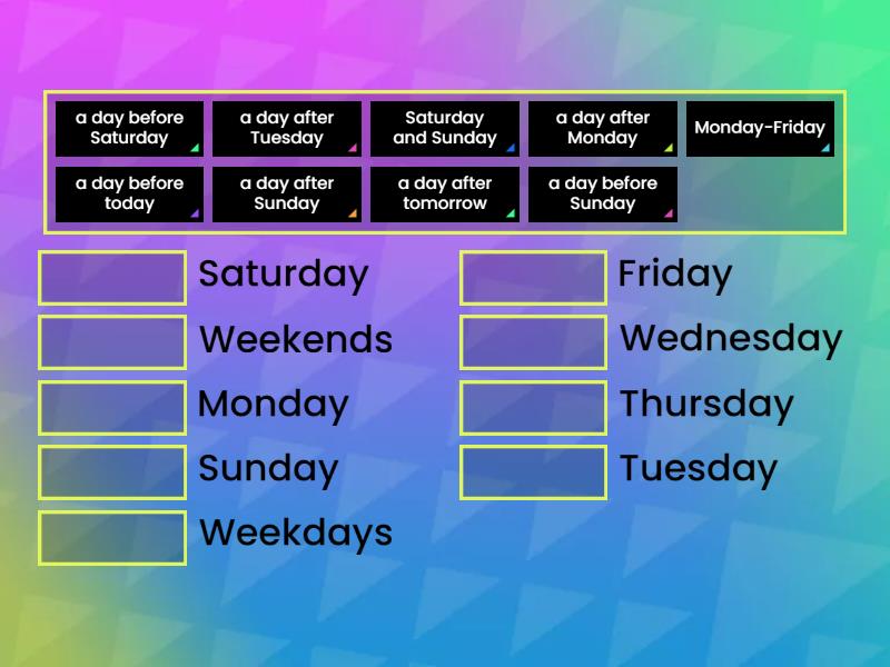 Days of the week - Match up