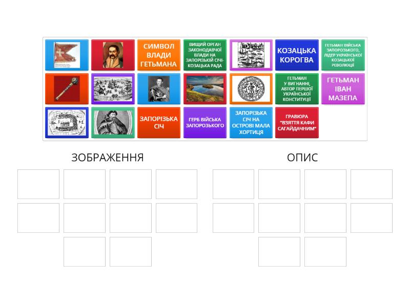 УКРАЇНСЬКА КОЗАЦЬКА ДЕРЖАВА ВІЙСЬКО ЗАПОРІЗЬКЕ Сортування за групами