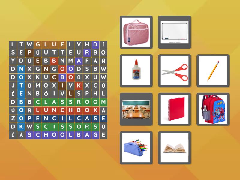 School Supplies - Sopa de letras
