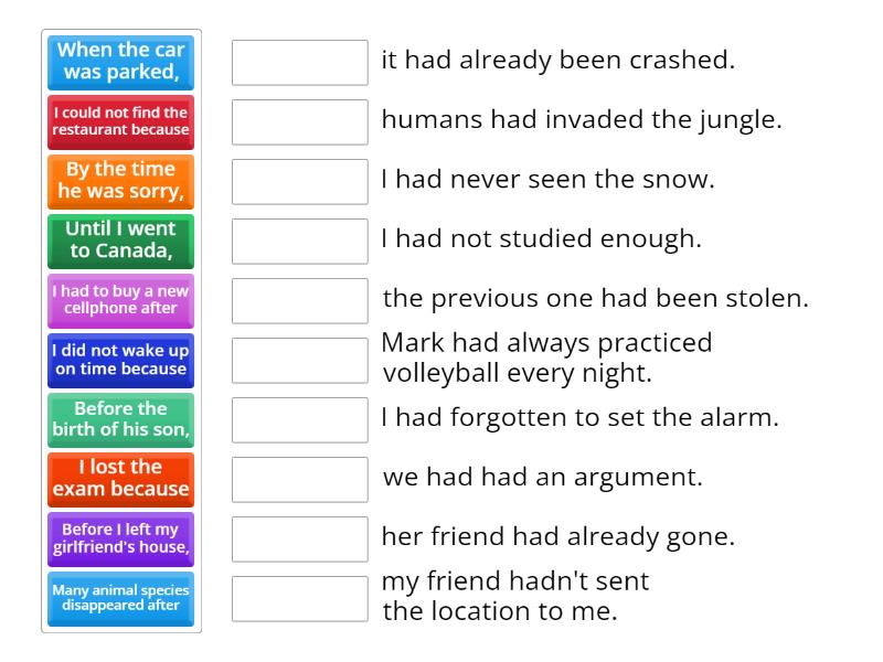 Past Perfect - Match up