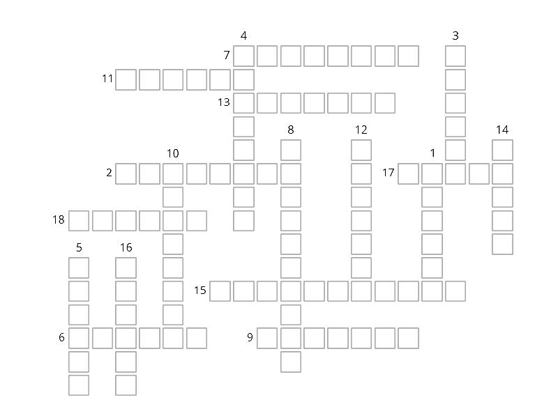 Verbos regulares - Presente de Indicativo - Crossword