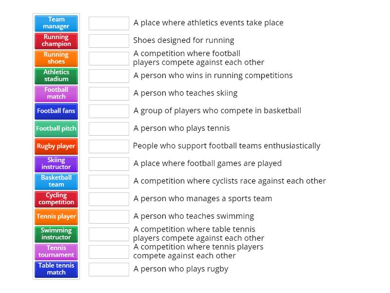 Compound nouns sport - Match up