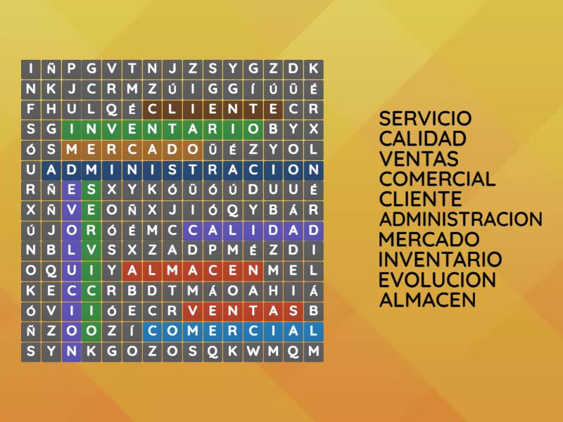 CALIDAD EN EL SERVICIO - Sopa de letras