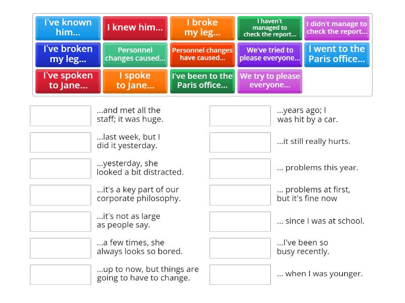 matching beginnings and ends of sentences - Match up