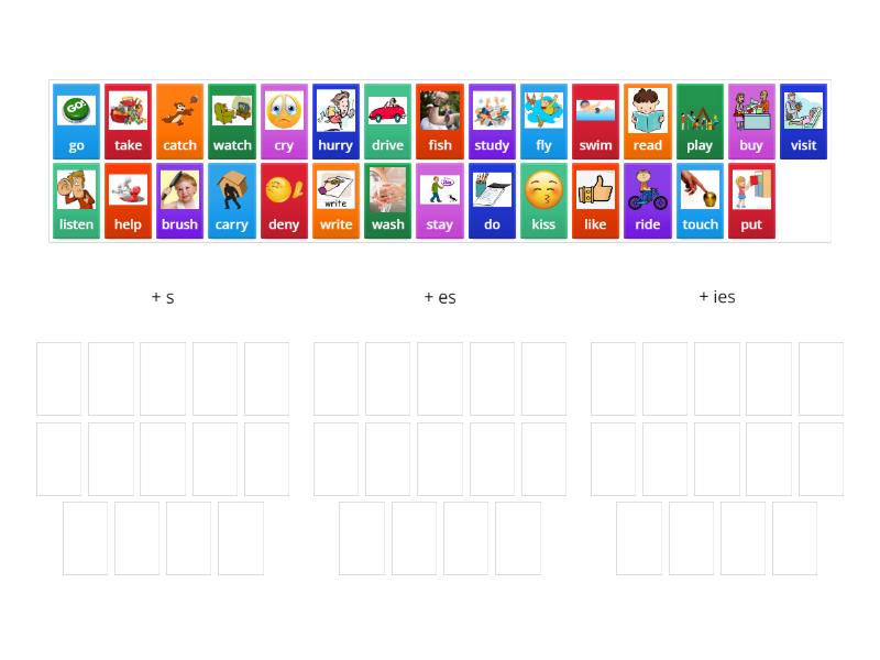 Verbs+s/es/ies - Group sort
