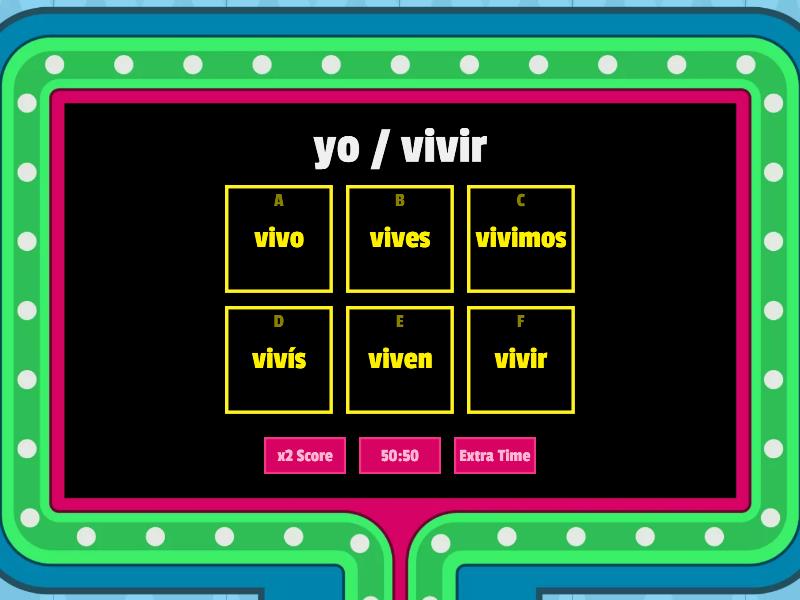 Los verbos ER/IR - Gameshow quiz