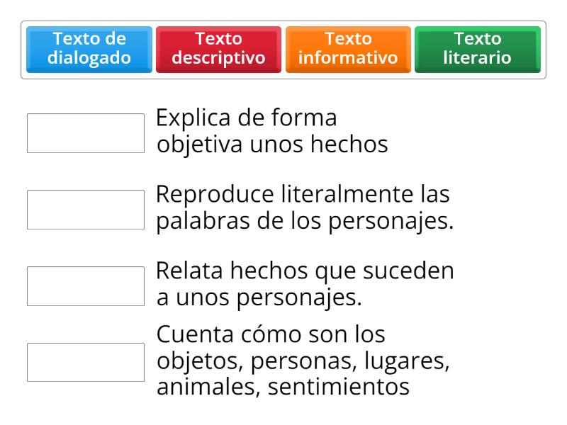 Reconocer diferentes textos - Match up