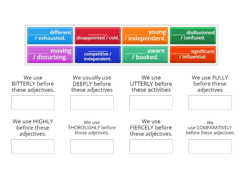 C1 Advanced - Adverb collocations - Ordenar por grupo