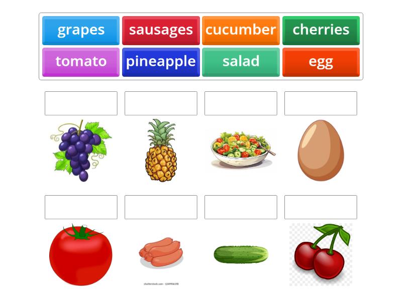 FF1 Unit 9 Food Matching - Une las parejas