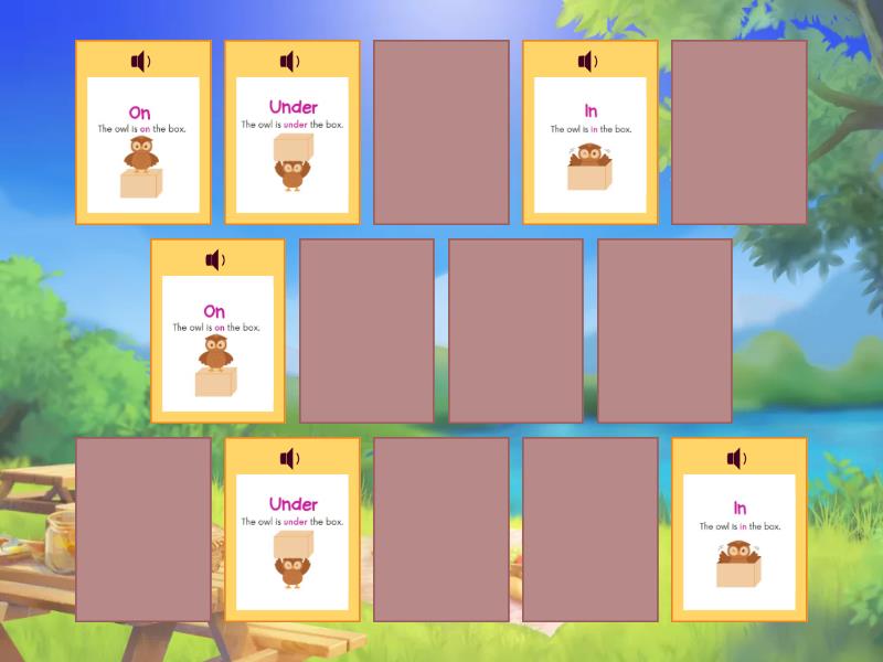 Prepositions of place memory game - Matching pairs